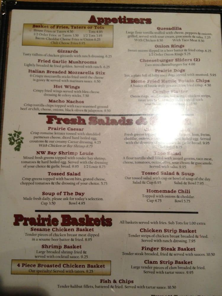 Menu at Prairie Schooner pub & bar, Eugene