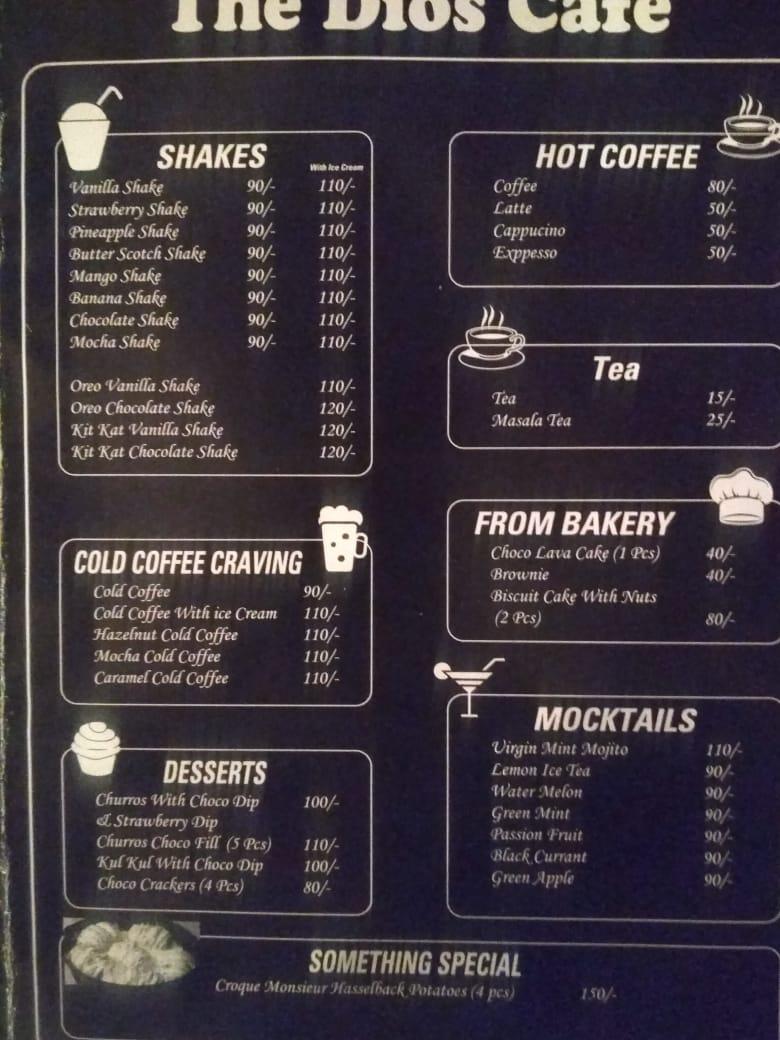 Menu at The Dios cafe, Muradnagar
