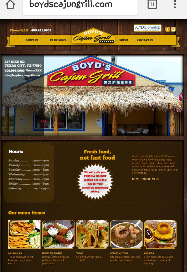 Menu at Boyd's Cajun Grill Express restaurant, Texas City