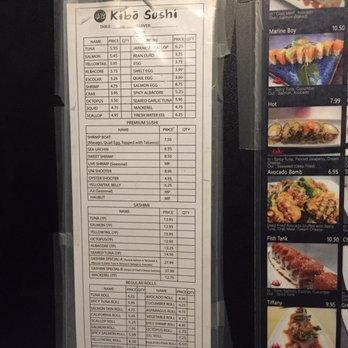 Menu at Kibo Sushi restaurant, Ventura