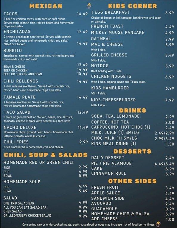 Menu at Two Sisters cafe, Florence