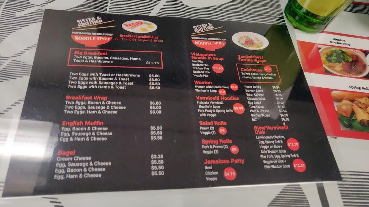 Menu at Corner Cafe - Vietnamese Pho Noodles & Rice Bowls, New Westminster