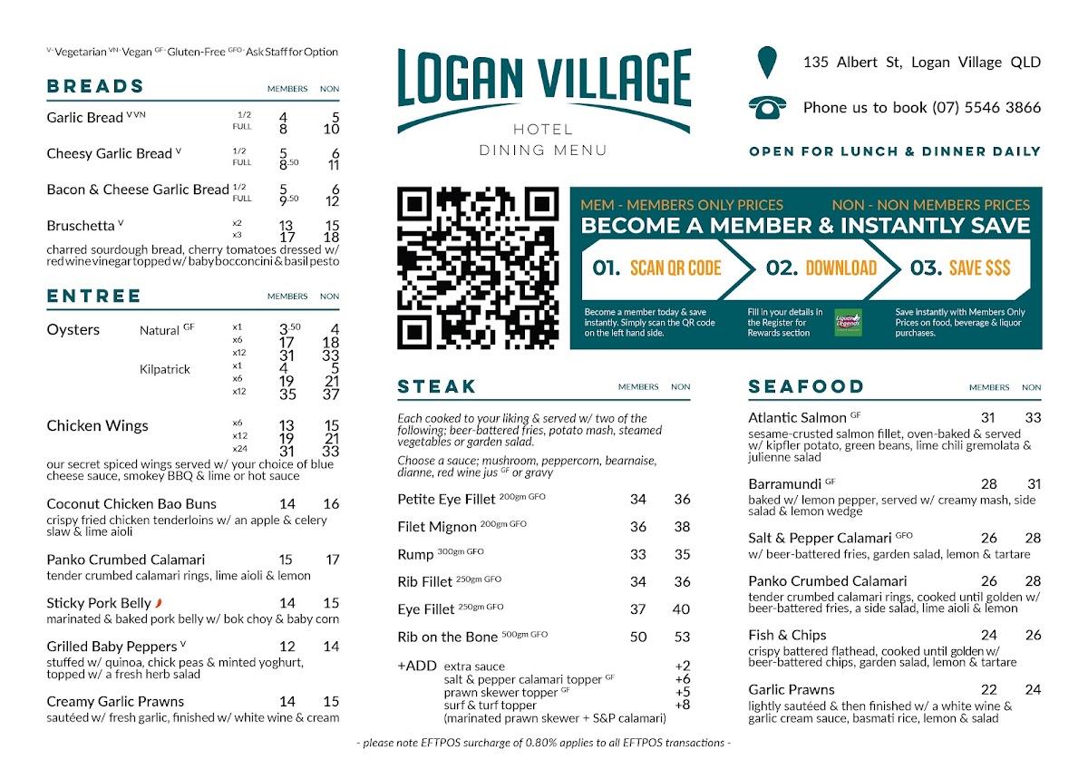 Menu at Logan Village Hotel pub & bar, Logan Village