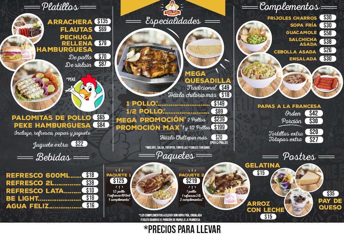 Menu at Pollo Feliz Abasolo restaurant, Saltillo, Calle Mariano Abasolo ...