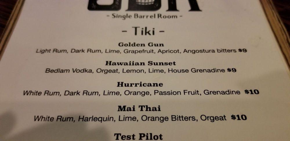 Menu at Single Barrel Room, Charlotte