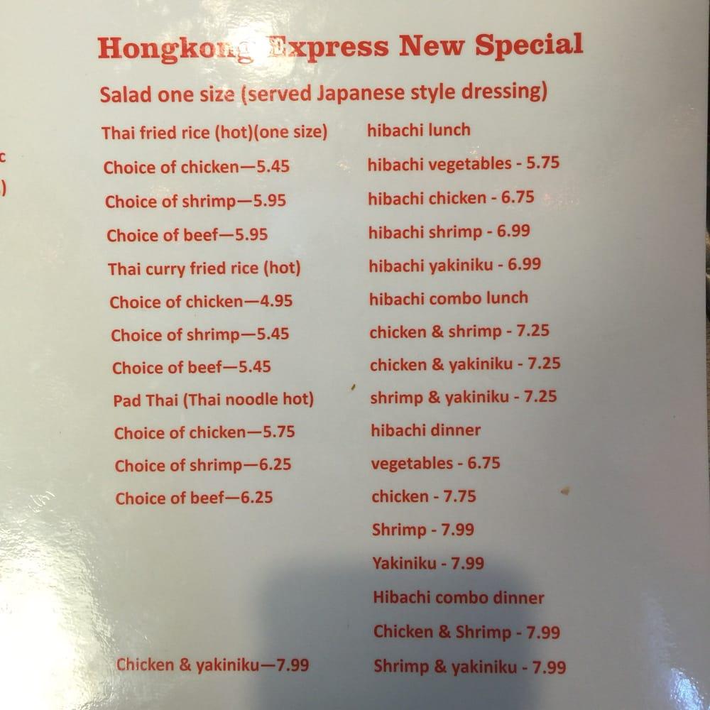 Menu at Hong Kong Express restaurant, Mobile