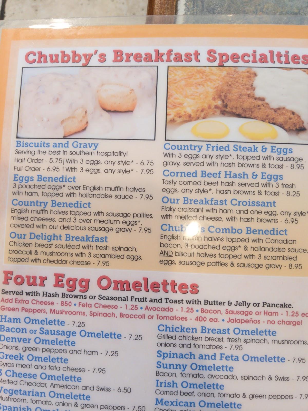 Menu at Chubby's Cafe, Big Bend