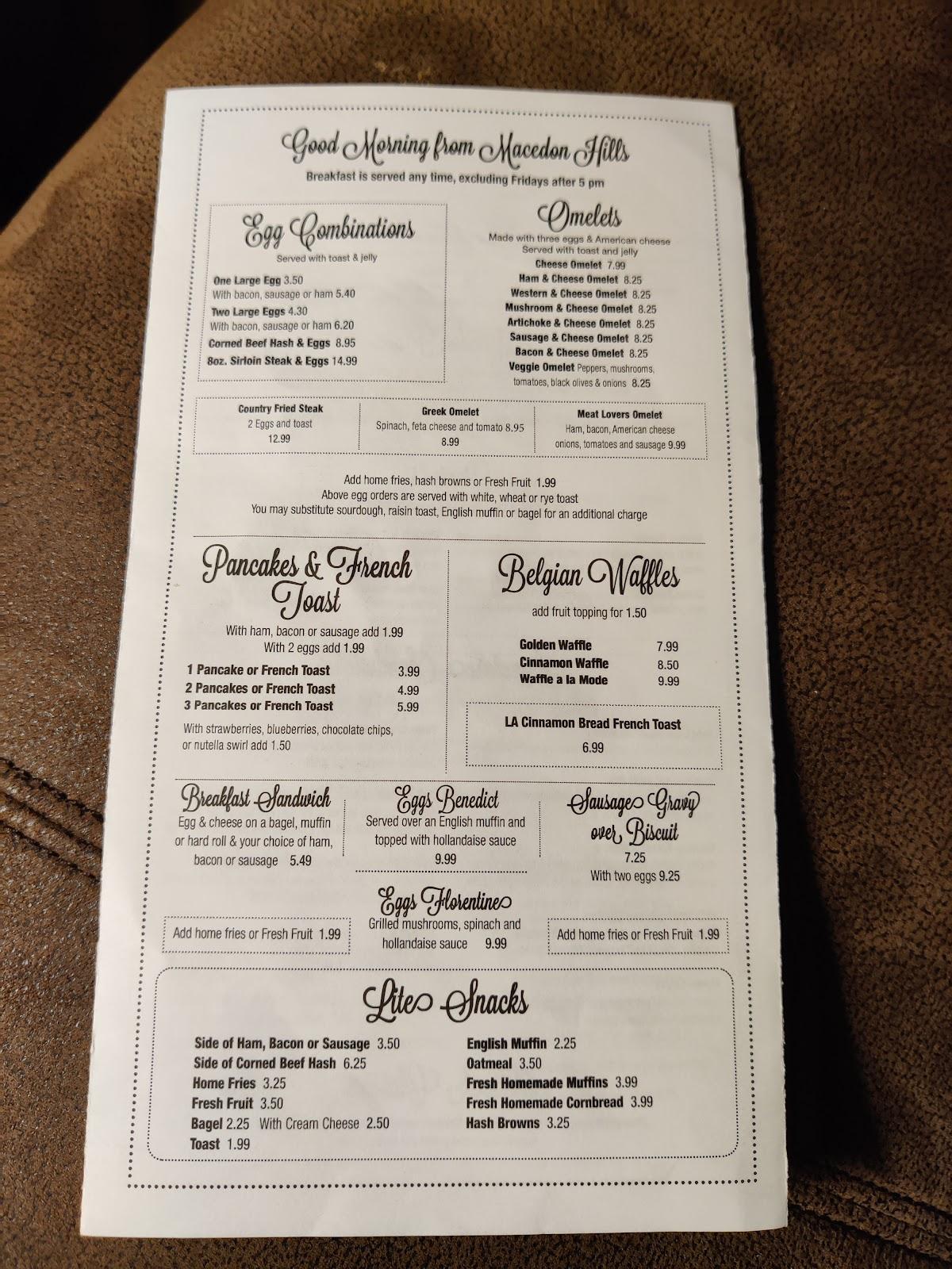 Menu at Macedon Hills Family Restaurant, Macedon