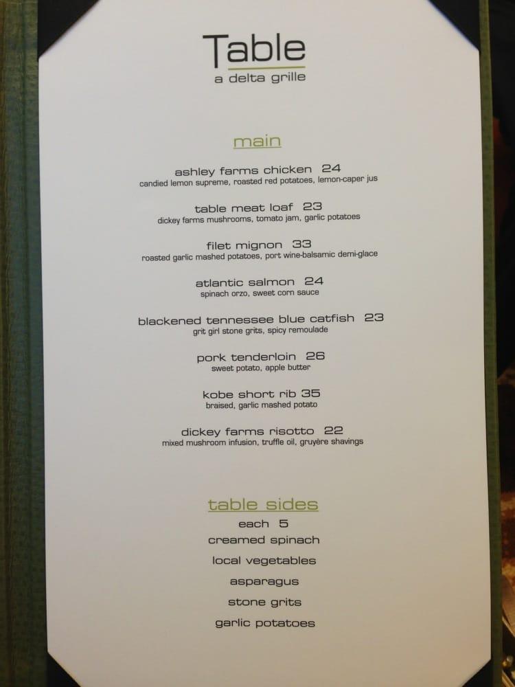 Menu at Table - a Delta Grille restaurant, Memphis