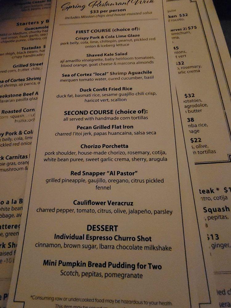 Menu at The Mission Kierland restaurant, Scottsdale, E Greenway Pkwy ...