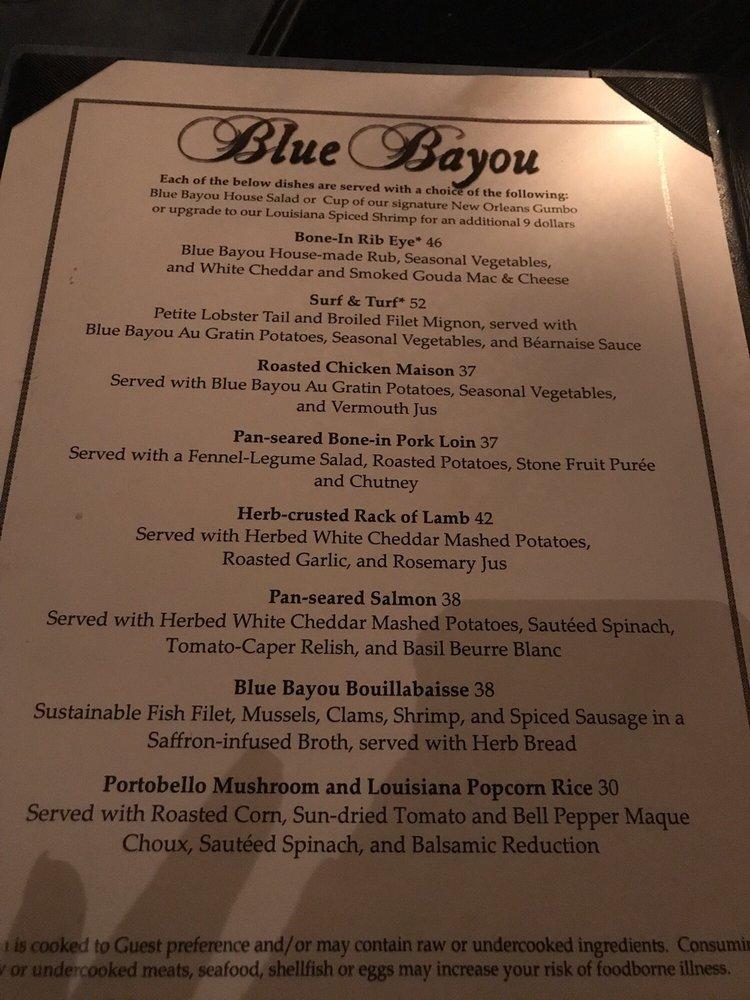 Menu at Blue Bayou Restaurant, Anaheim, S Harbor Blvd