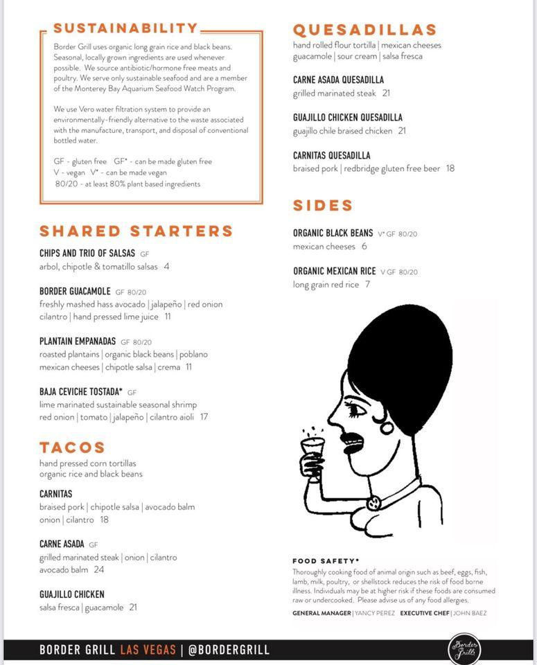 Menu at Border Grill Mandalay Bay pub & bar, Las Vegas, 3950 S Las ...