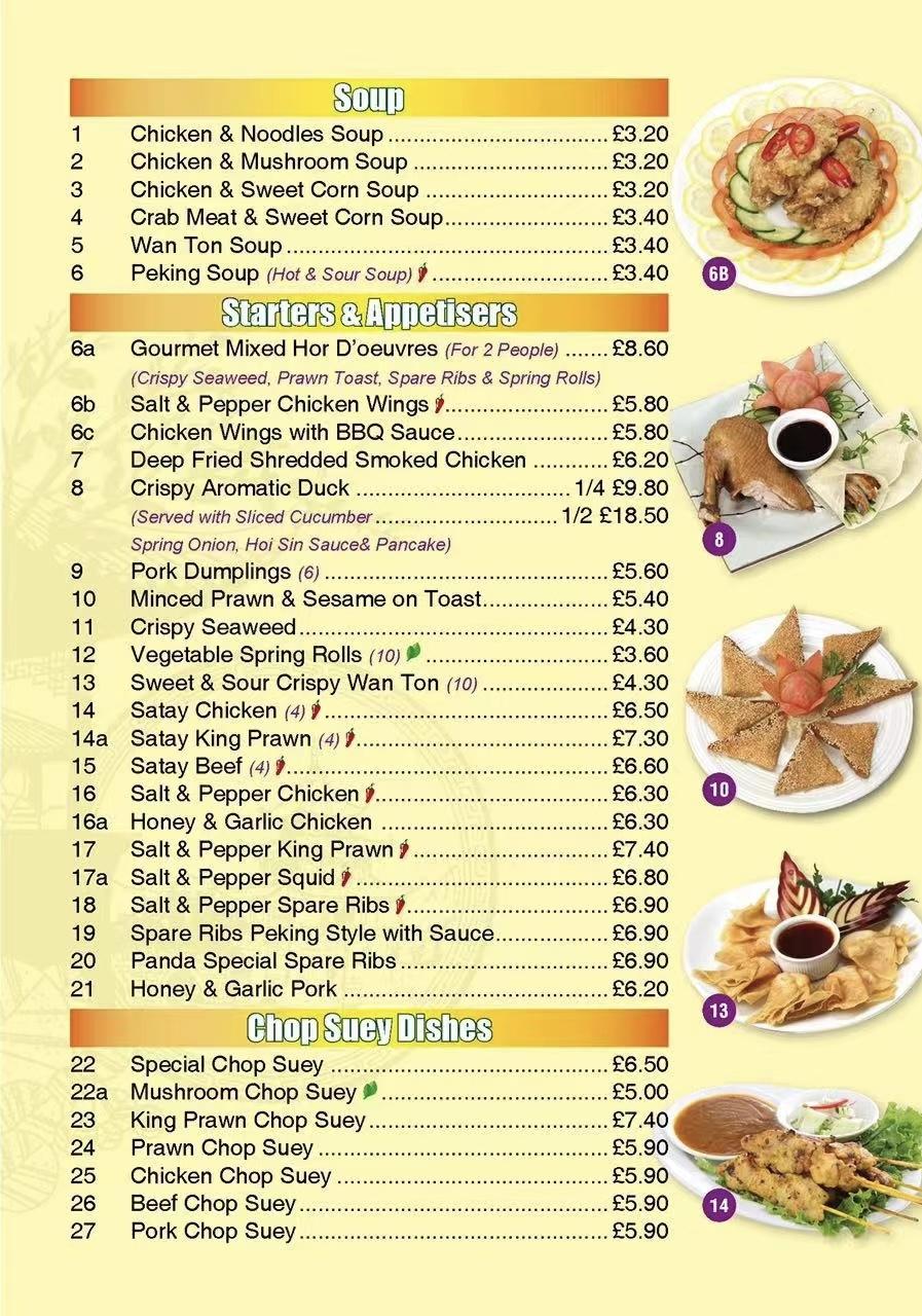 Menu at New Panda fast food, Ferndown