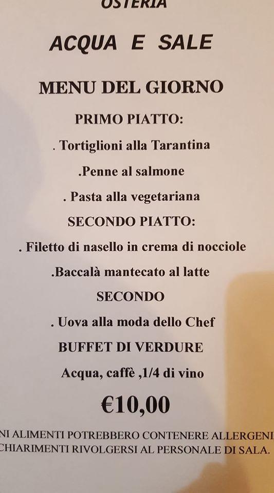 Menu at Osteria acqua e sale restaurant, Treviglio
