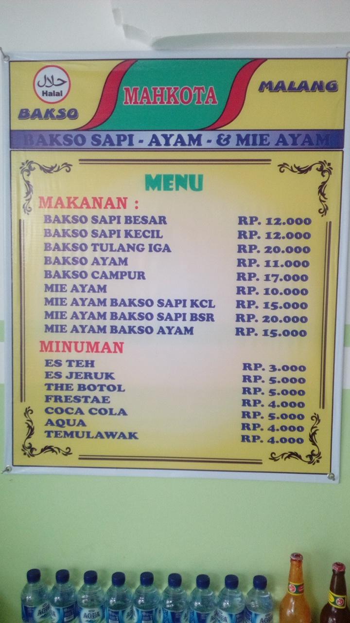 Menu at Bakso Mahkota - Kerobokan restaurant, Mengwi, Jl. Raya ...