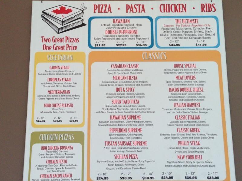 Menu at Canadian 2 For 1 Pizza pizzeria, 100 Mile House, 9-95B BC-97