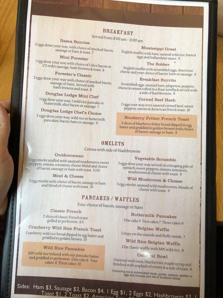 Menu at Douglas Lodge Restaurant, Park Rapids