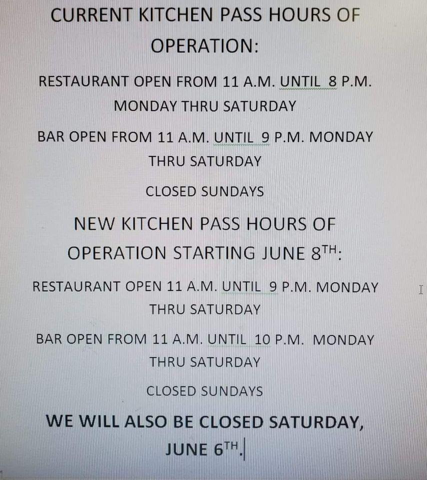 Menu at Kitchen Pass Restaurant & Bar, Parsons