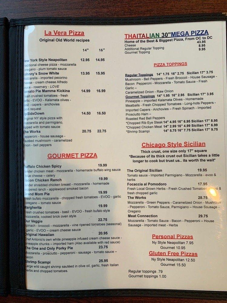 Menu at Thaitalian Infusion Cuisine pizzeria, Cambridge