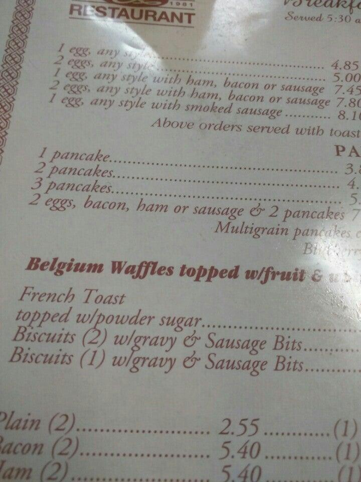 Menu at Warehouse restaurant, Baton Rouge