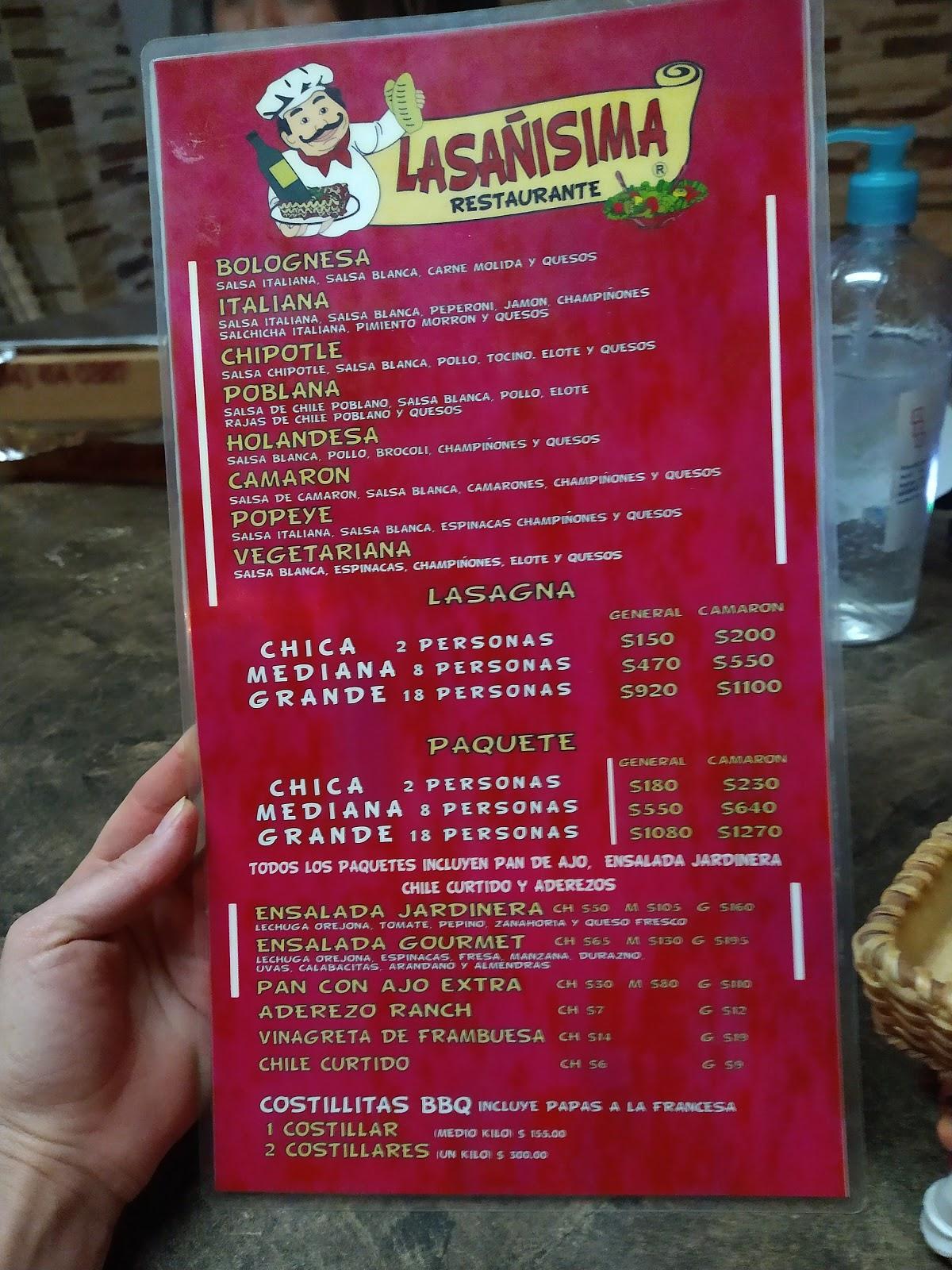 Menu at Lasañisima Restaurante, Chihuahua