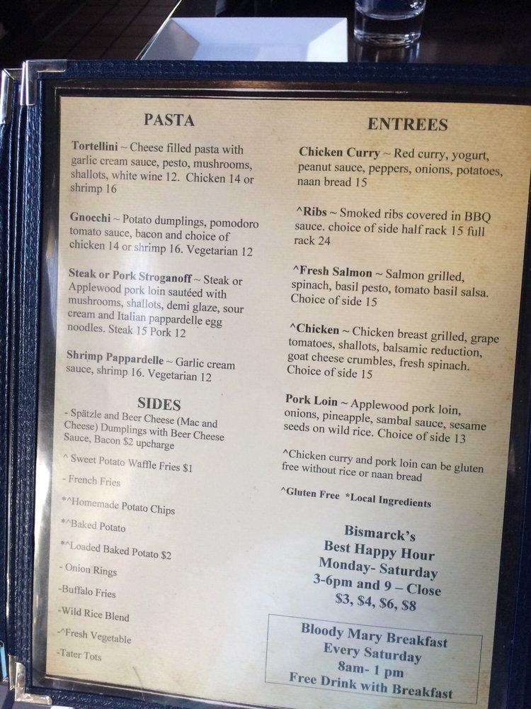 Menu at Peacock Alley pub & bar, Bismarck