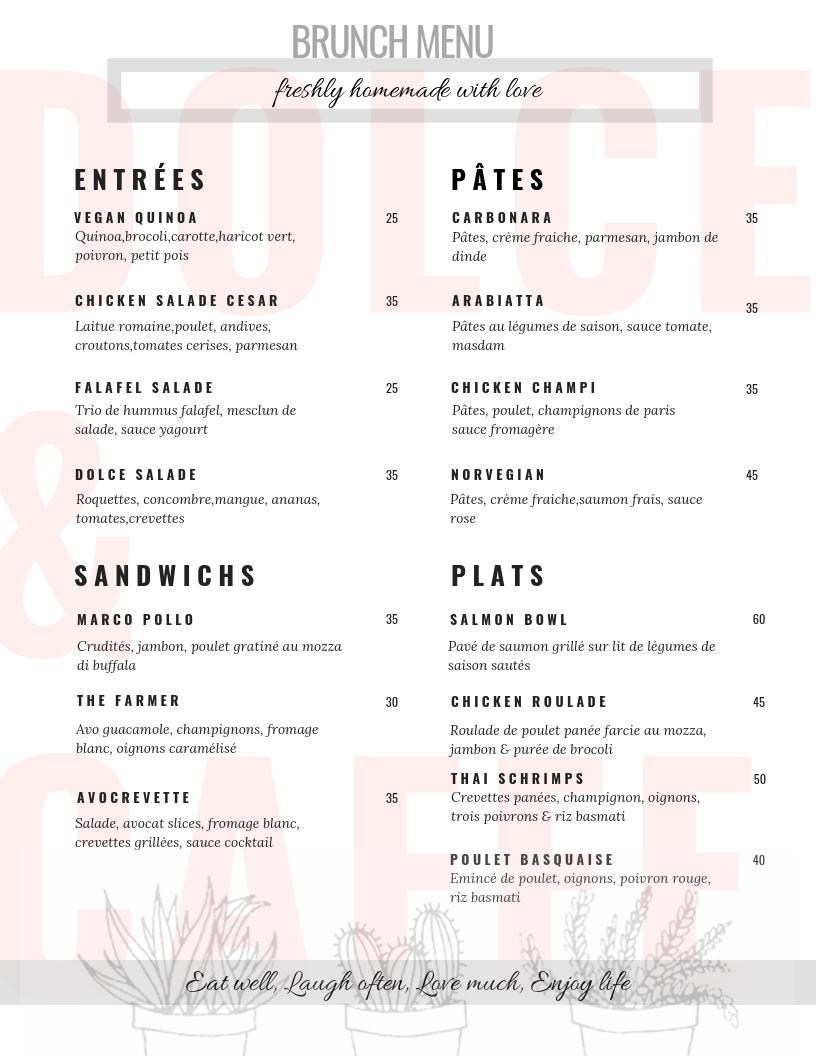 Menu at Dolce&caffee Al Fourate, Casablanca