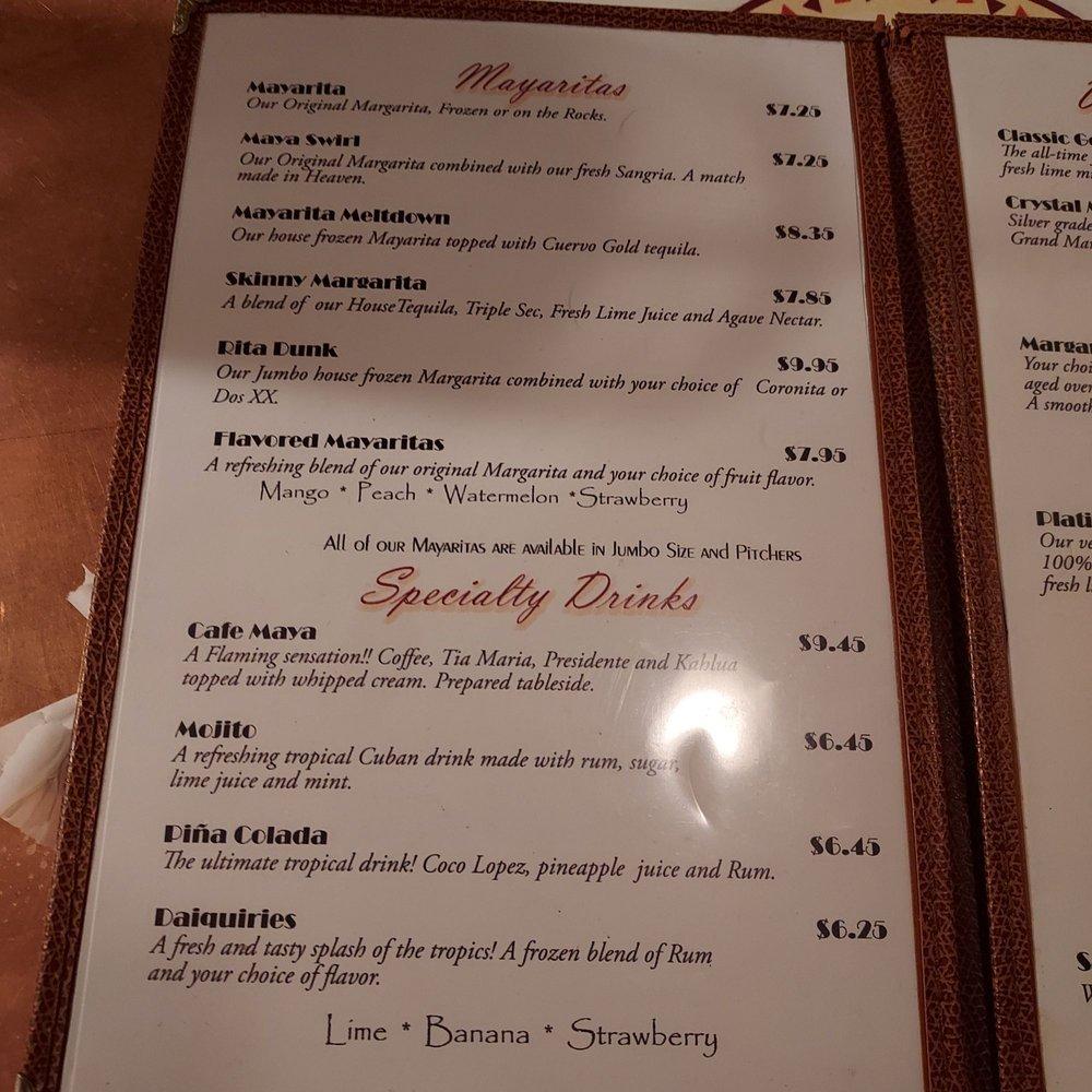 Menu at La Playa Maya restaurant, Fort Worth, Sunset Dr