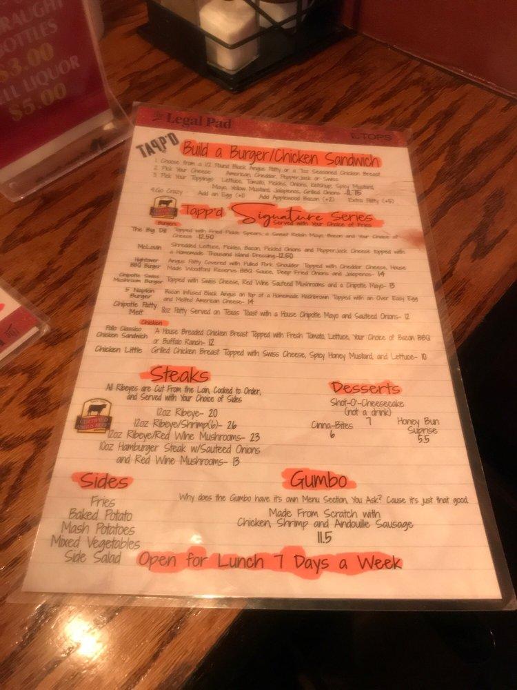 Menu at Tapp'd pub & bar, Dyersburg