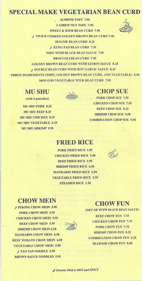 Menu at Wah Shine restaurant, Vacaville