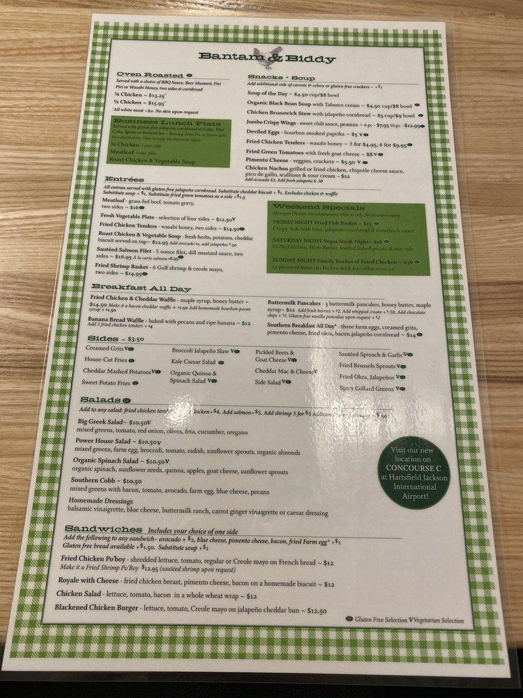 Menu at Bantam & Biddy restaurant, Fernandina Beach