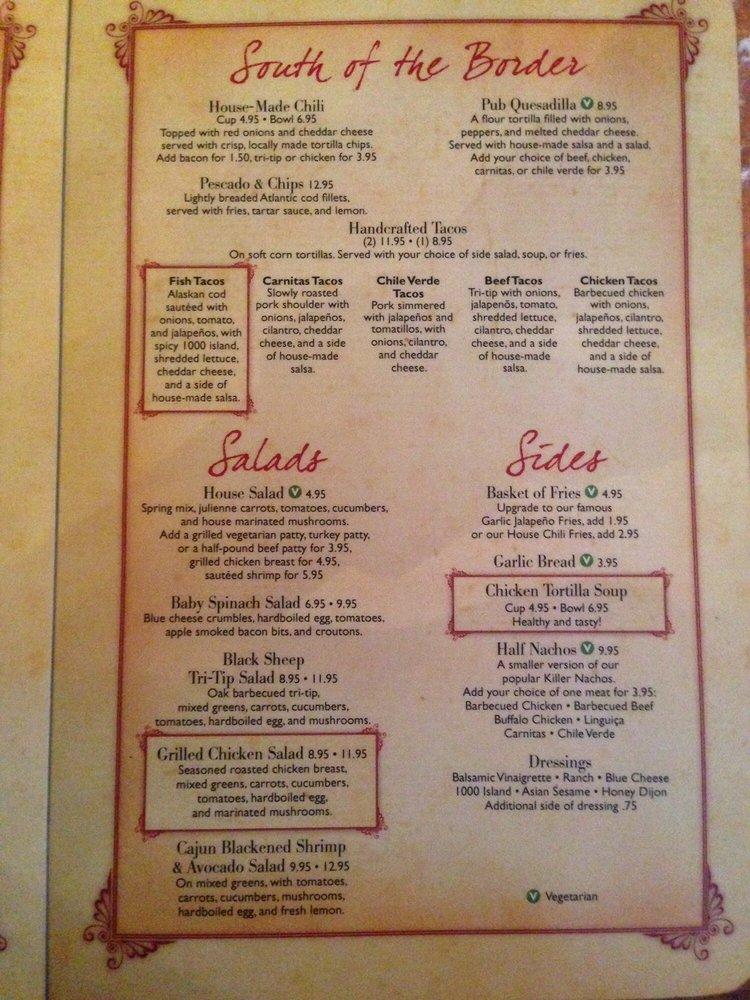 Menu at Black Sheep Bar & Grill, San Luis Obispo