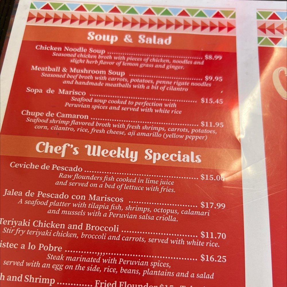 Menu at Chaufa Line restaurant, Lugoff