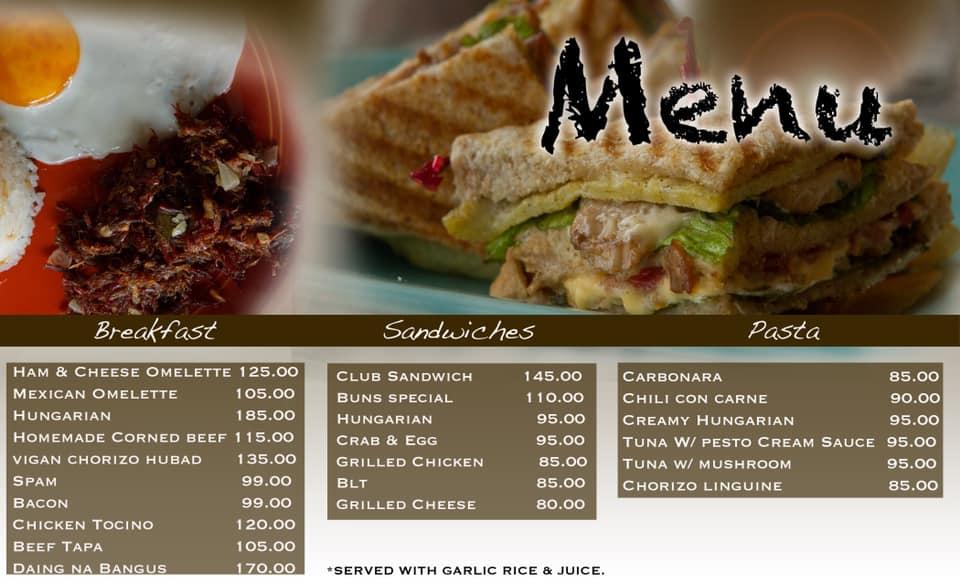 Menu at Daily Buns cafe, Iloilo City, PH33+56R