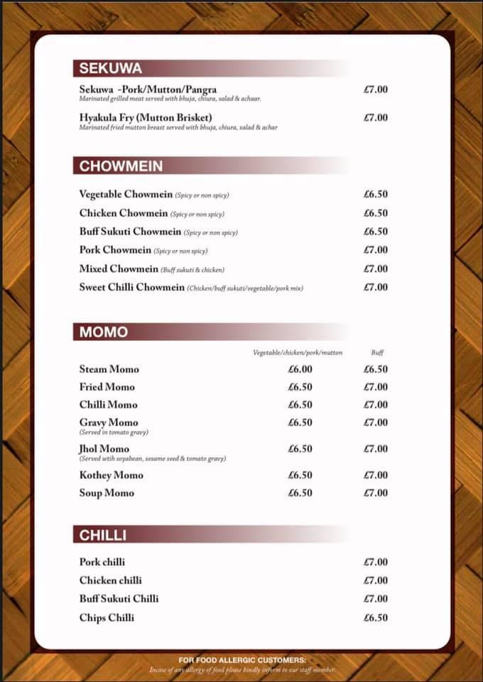 Menu at Nanglo Cafe & Restaurant, Aldershot