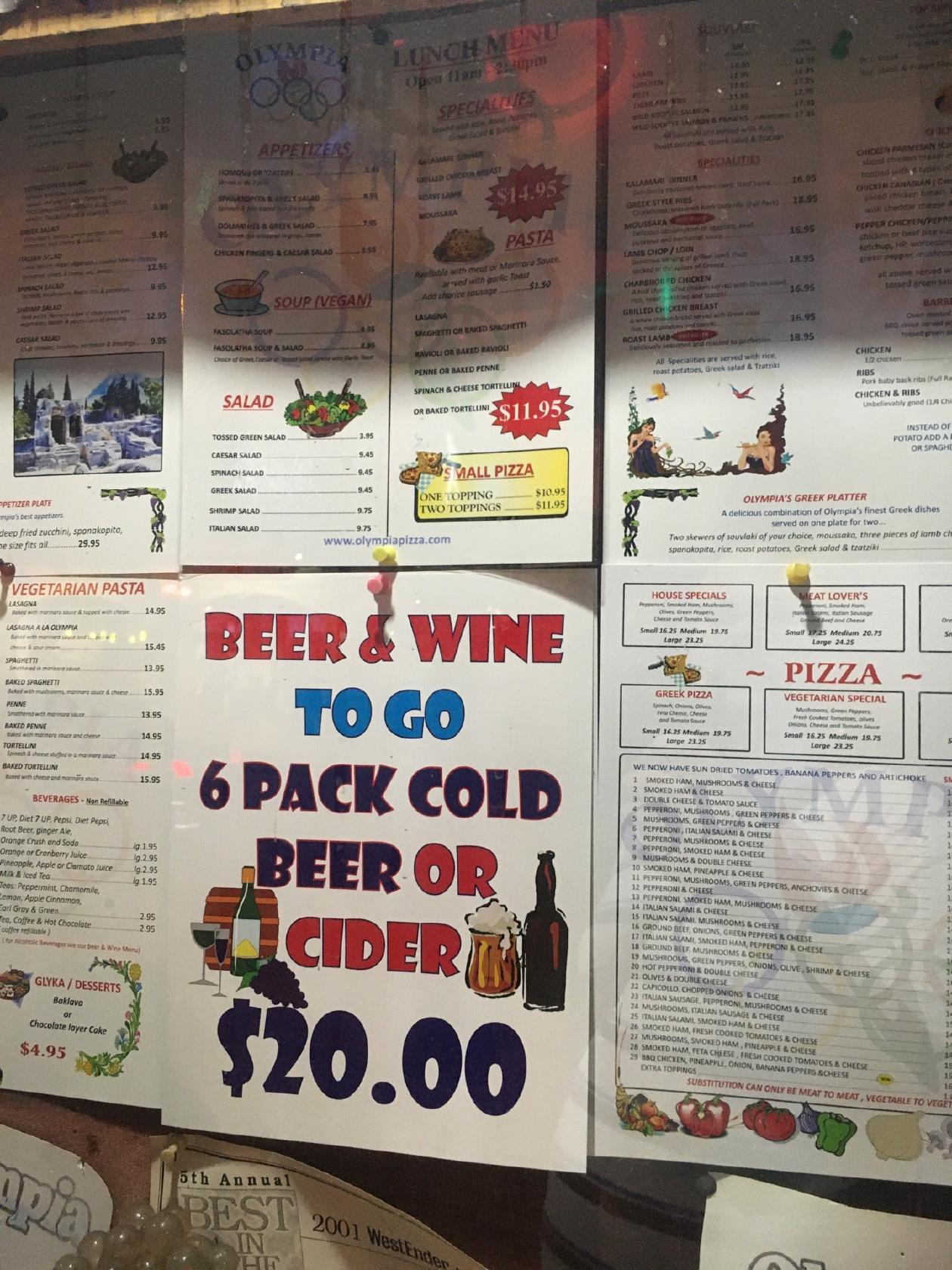Menu at Olympia Pizza & Pasta Restaurant(Denman st) Vancouver ...