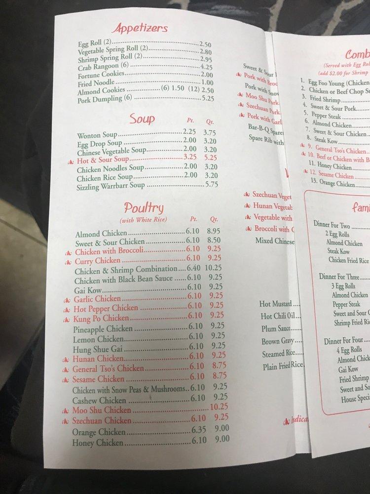 Carta del restaurante China Chef, Romulus, Wayne Rd