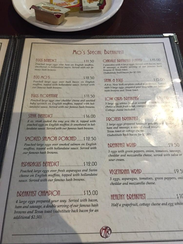 Menu at Mo's Family Restaurant, Oakville