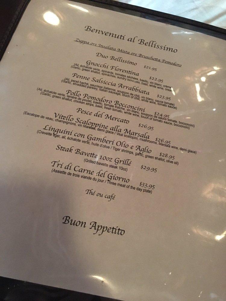 Menu at Bellissimo pub & bar, Dorval