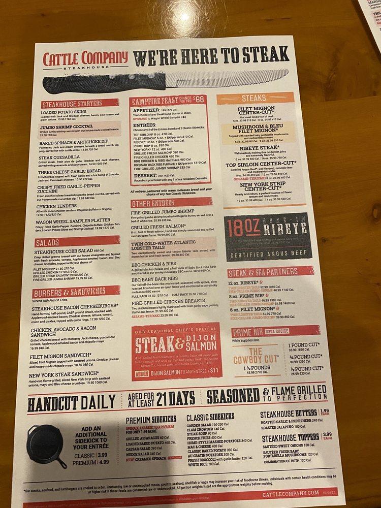 Menu at Black Angus Steakhouse, Pearl City