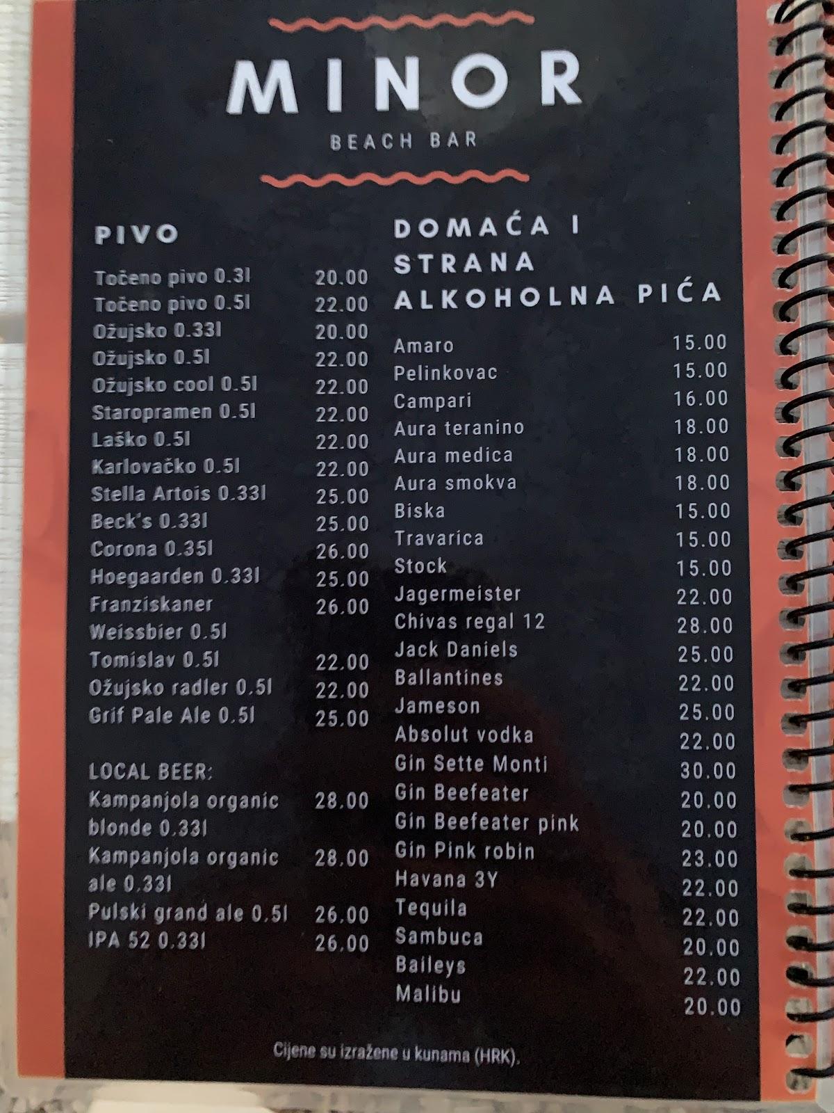 Menu da Minor Beach Bar, Dignano