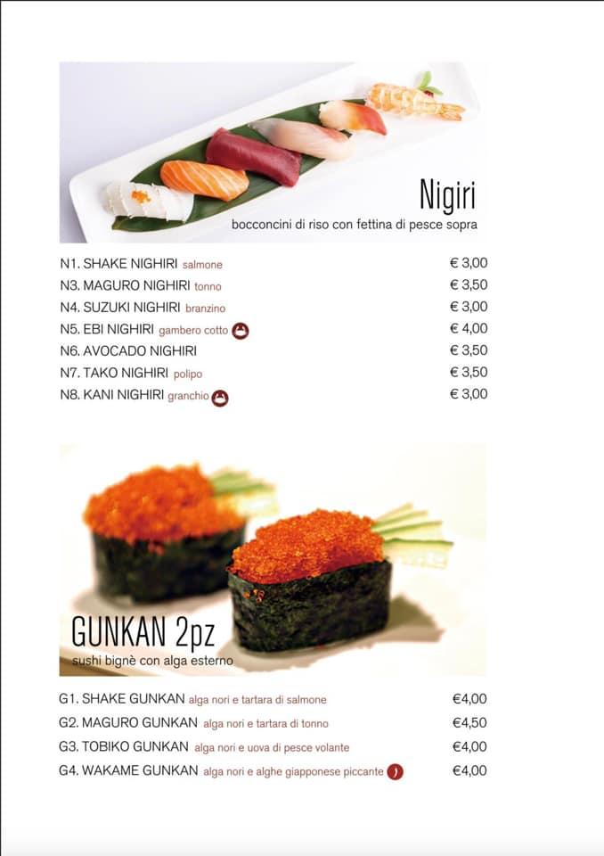 Menu da Hanami ristorante, Fabriano