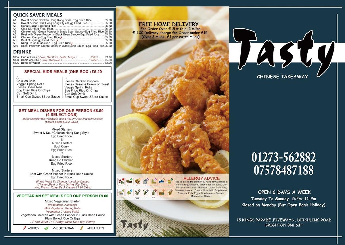 Menu at Tasty restaurant, Brighton