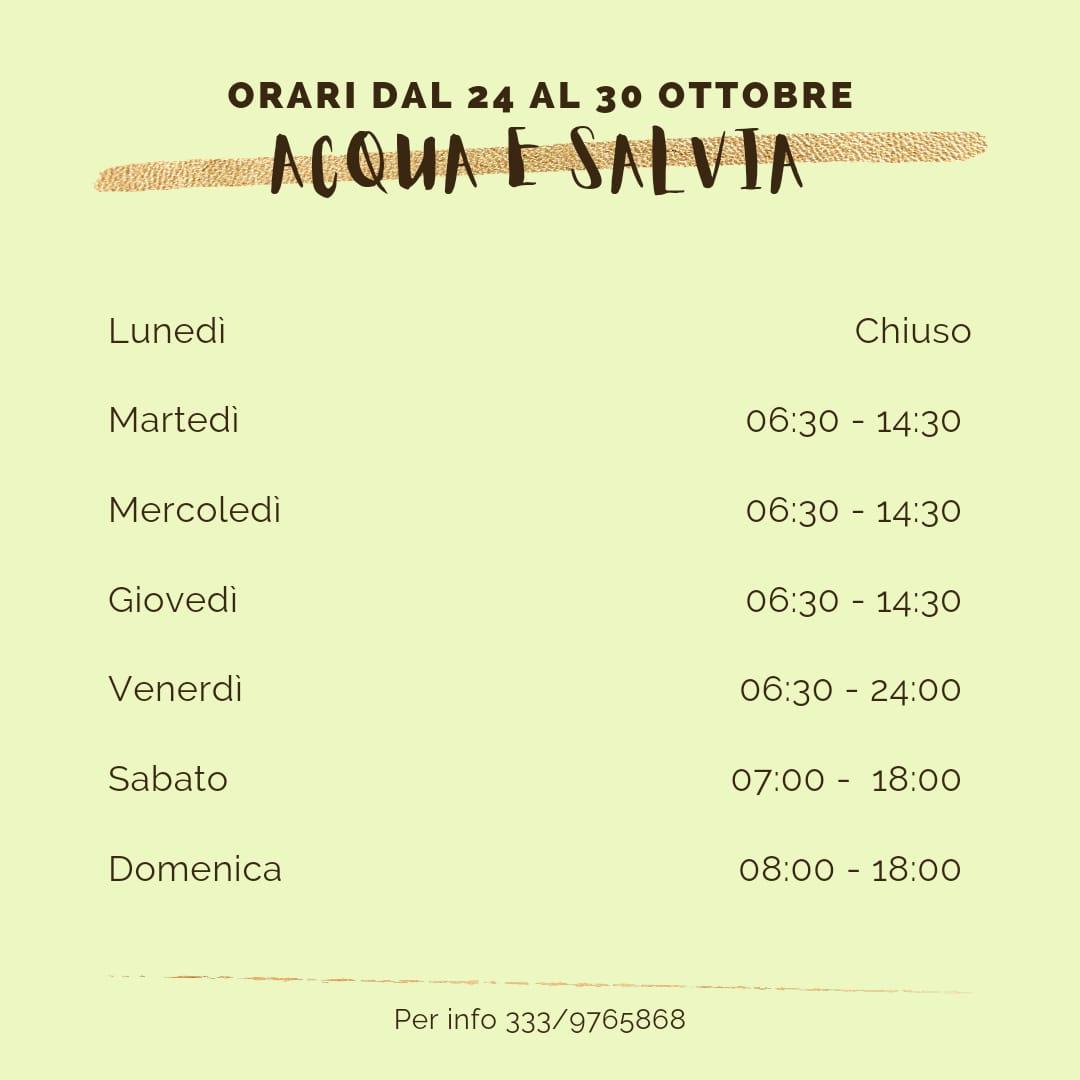 Menu da Acqua e Salvia self-service, Feisoglio