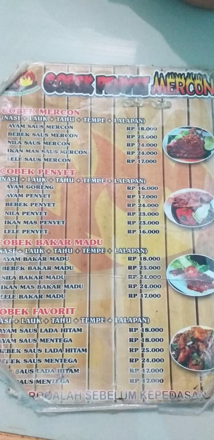 Carta del restaurante Cobek Penyet Mercon, Bekasi