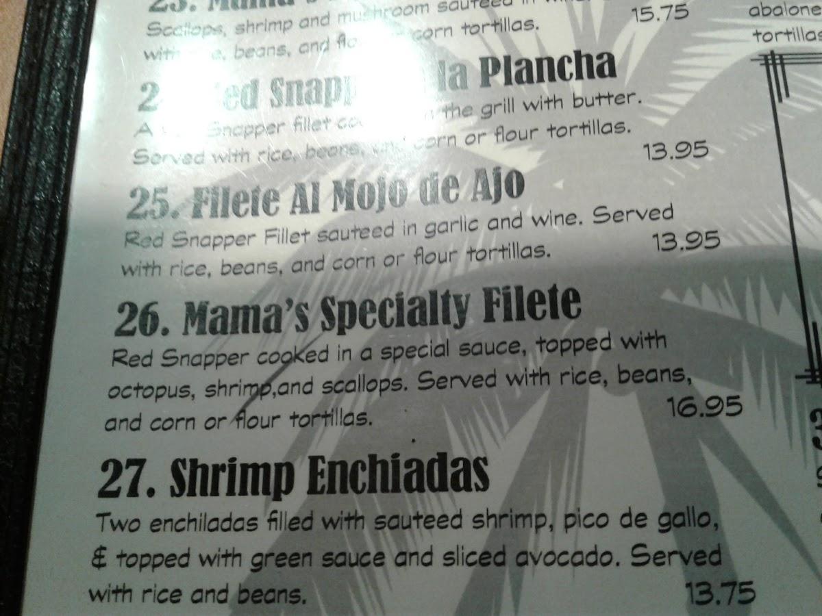 Menu at Mama Maria's Grill pub & bar, Phelan, 4204 Phelan Rd