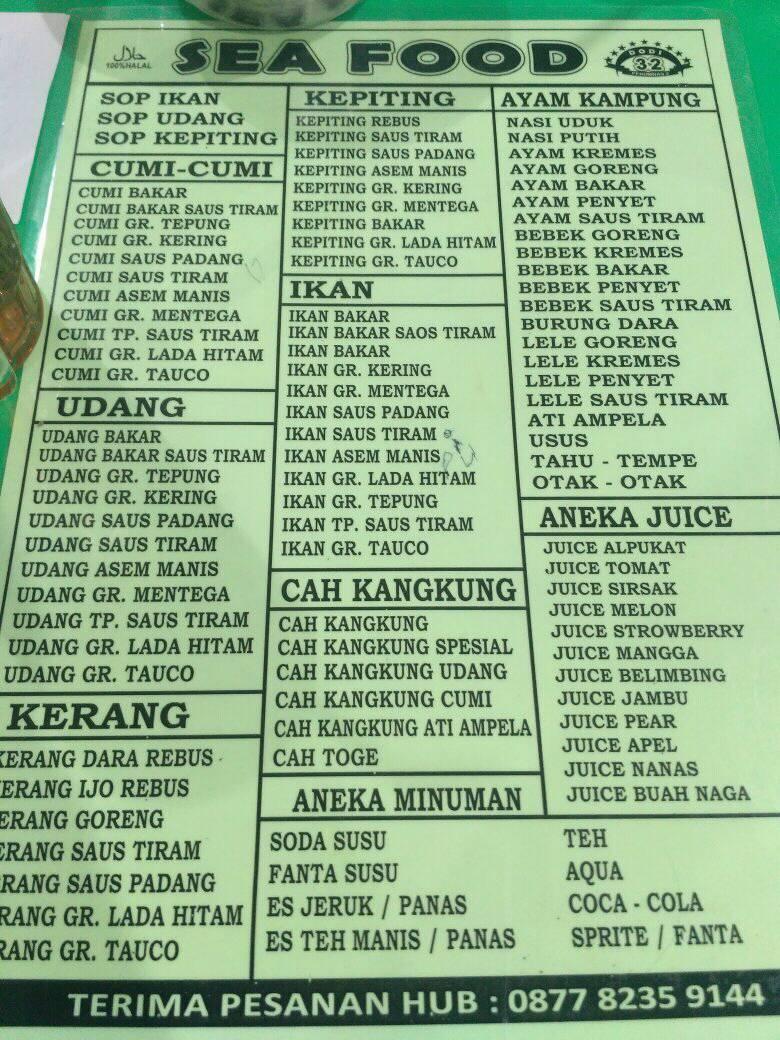 Menu at Sea Food Dody 32 restaurant, Tangerang