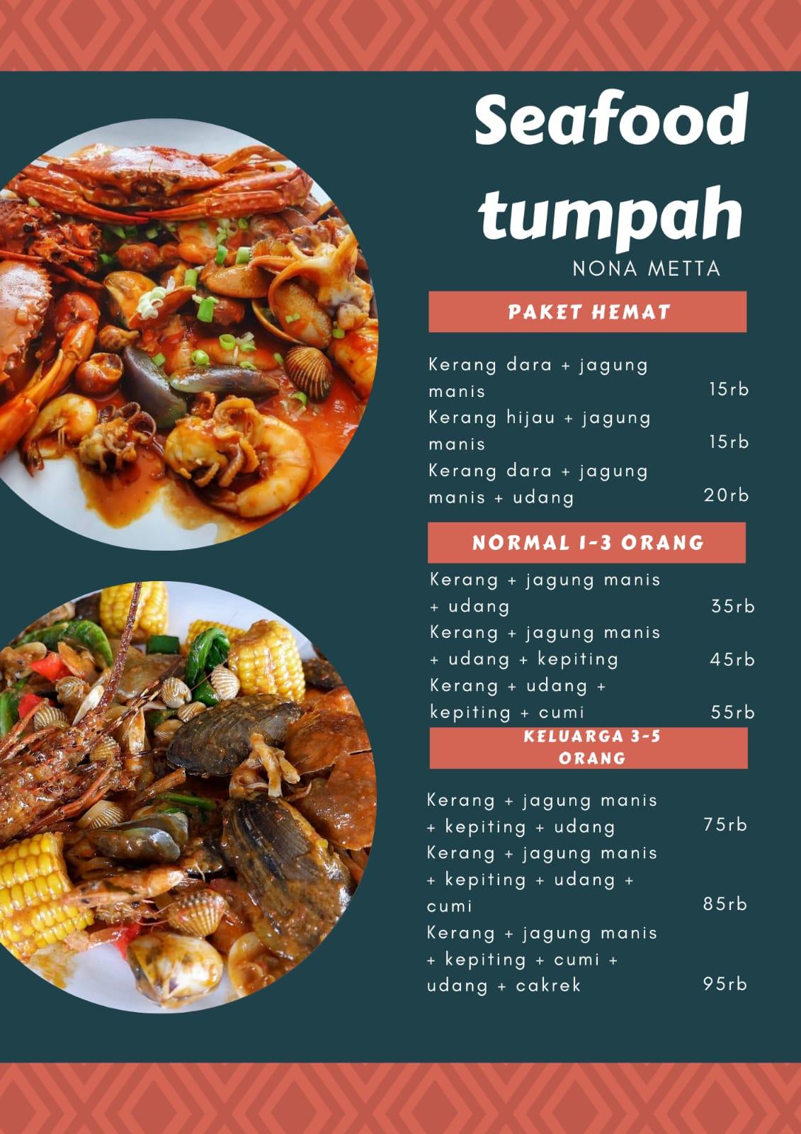 Carta del restaurante Seafood Tumpah Nona Metta, Kronjo