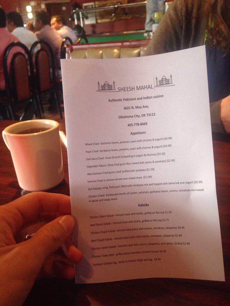Menu at Sheesh Mahal restaurant, Oklahoma City