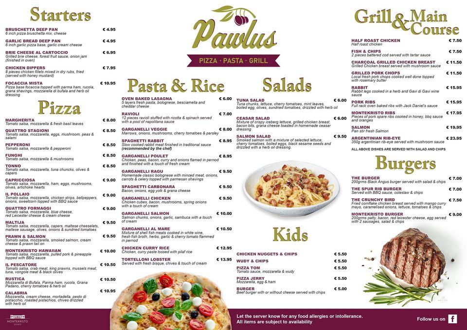 Menu at Runway's Edge Tavola Calda and Pizzeria, Luqa